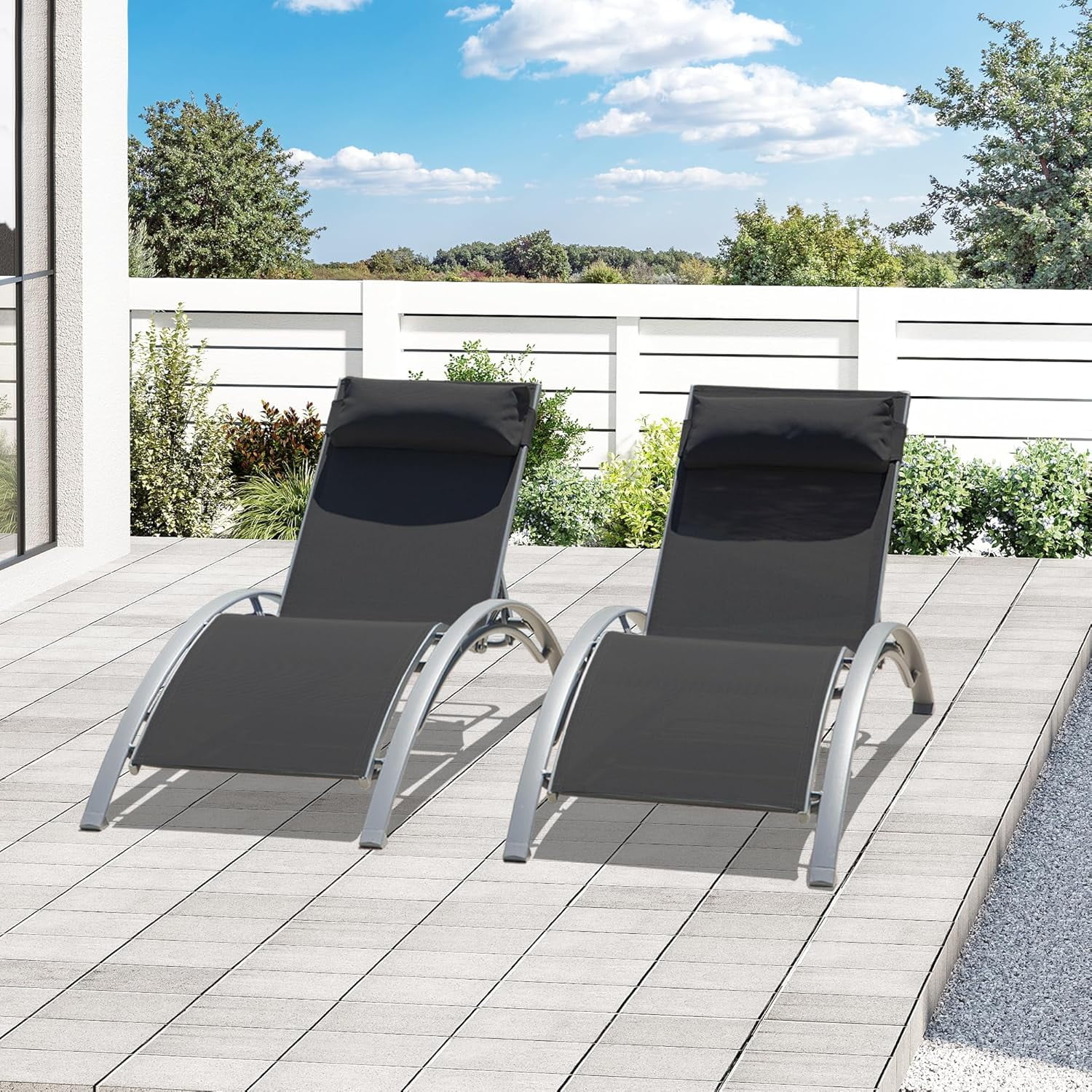 Domi Lounge Chair Set of 2, Aluminum Lounge Chairs for Outside with 5 ...