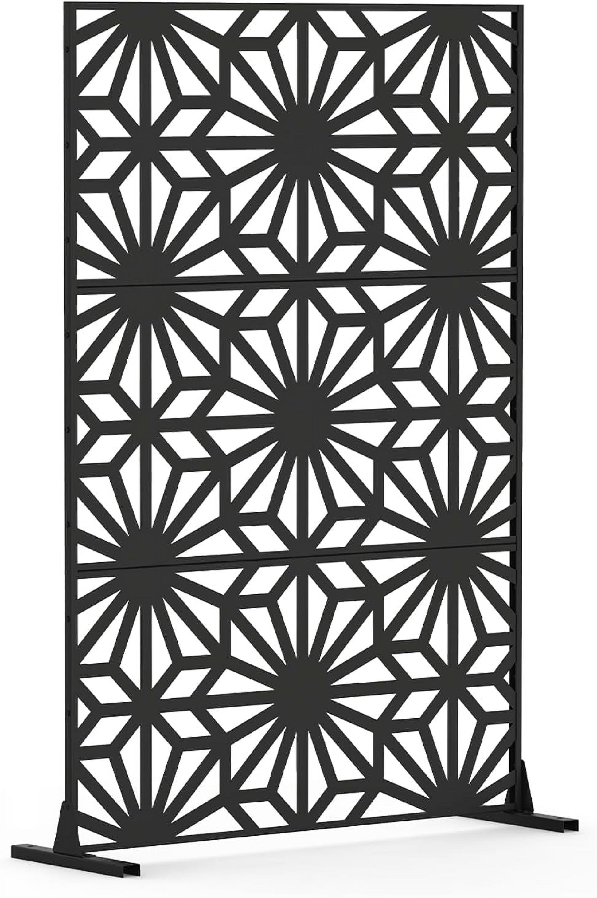 Domi Black Metal Privacy Screen, Outdoor Patio Panels, Indoor Room ...