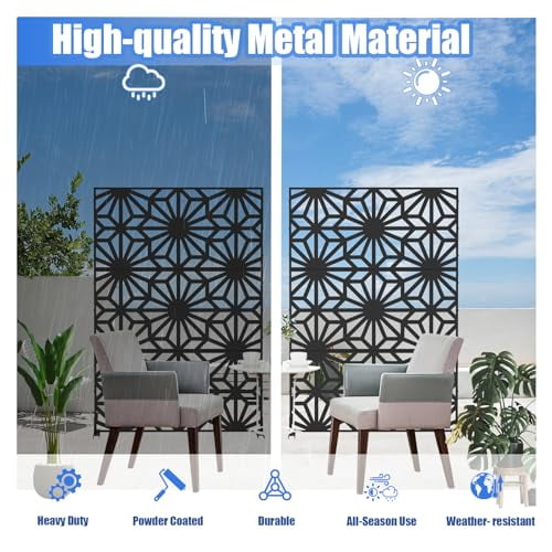 Domi Metal Privacy Screen, Outdoor Patio Screen Panels Decorative ...