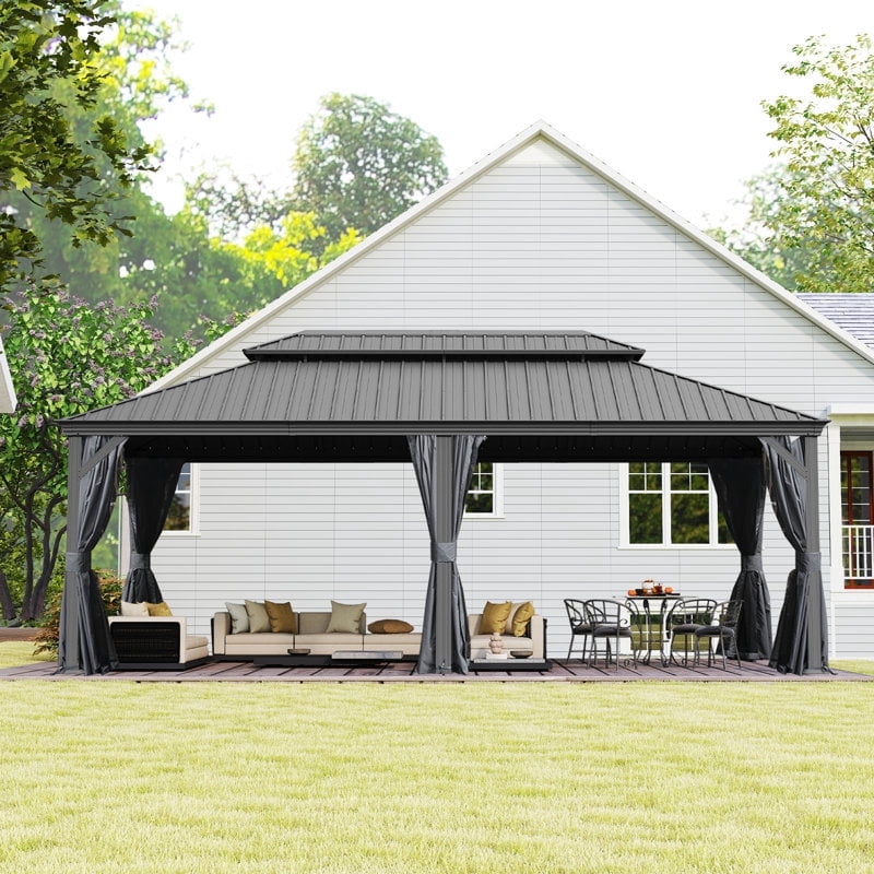 Domi Ourdoor Living 24ft×14ft Hardtop Gazebo,Aluminum Frame Canopy ...