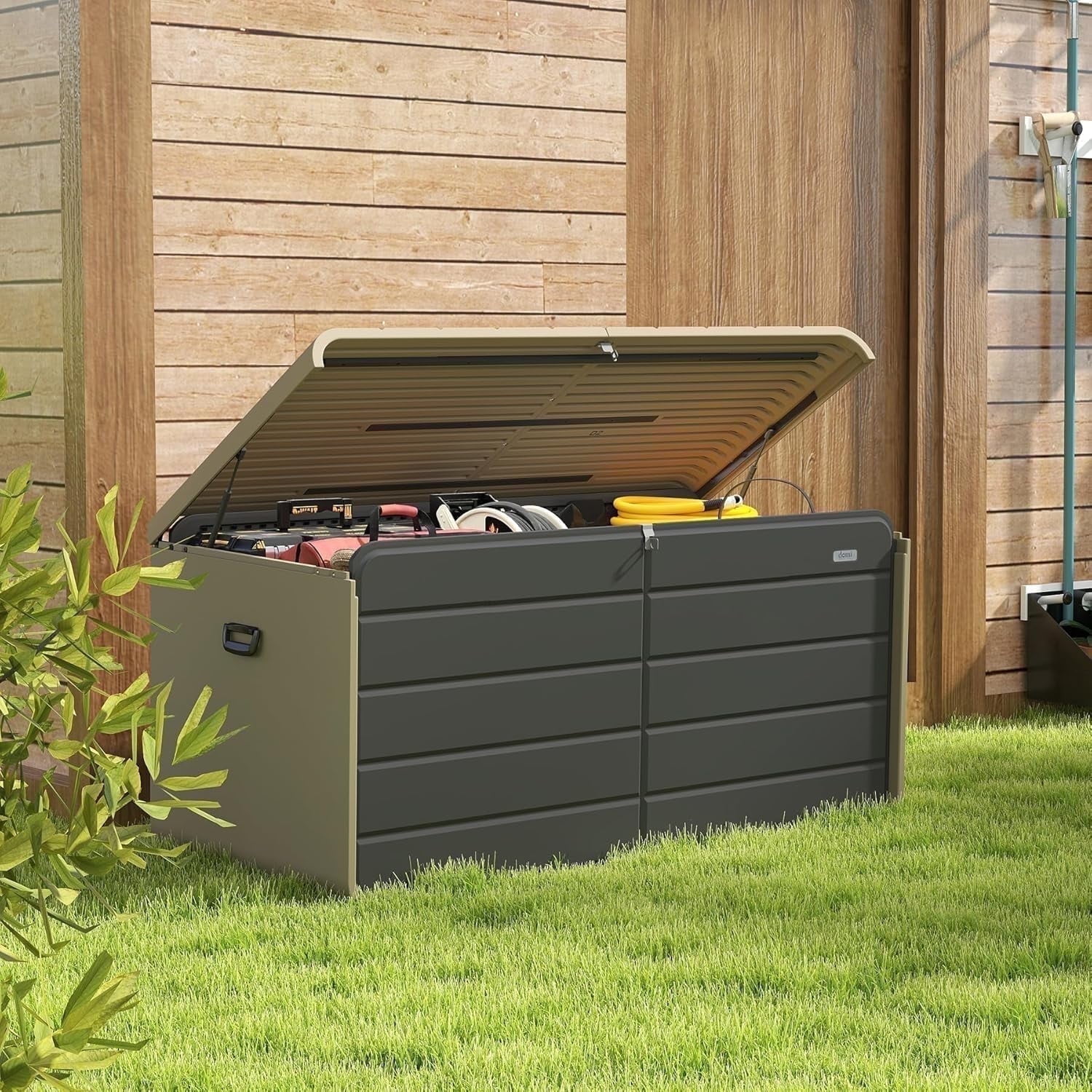 Domi Outdoor 260 Gallon Resin Deck Box, Waterproof and UV-Resistant ...
