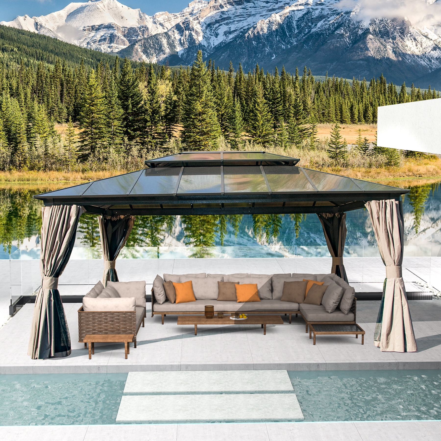 Domi Outdoor Living 12’ X 16’ Hardtop Gazebo Outdoor Aluminum Gazebo ...