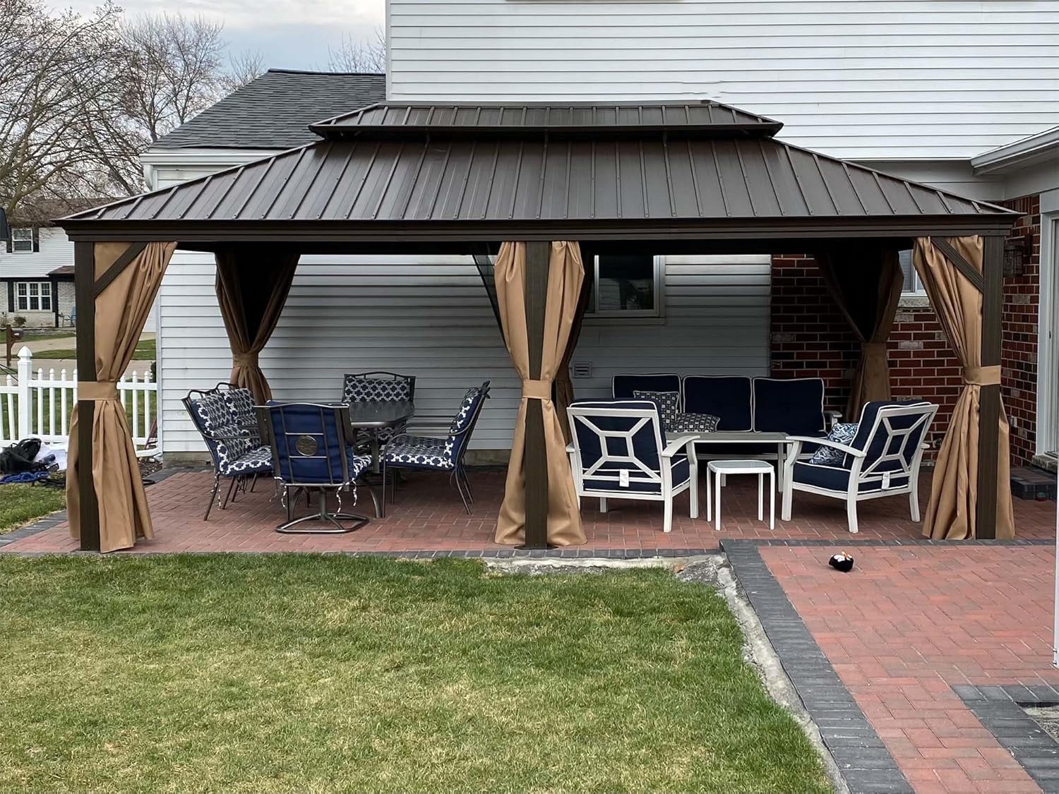 Domi Outdoor Living 12’x18’Hardtop Gazebo, Aluminum Frame Canopy with ...