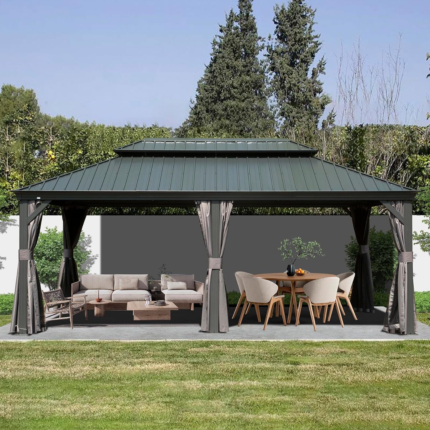 Domi Outdoor Living 12’x18’ Hardtop Gazebo, Aluminum Frame Canopy with ...