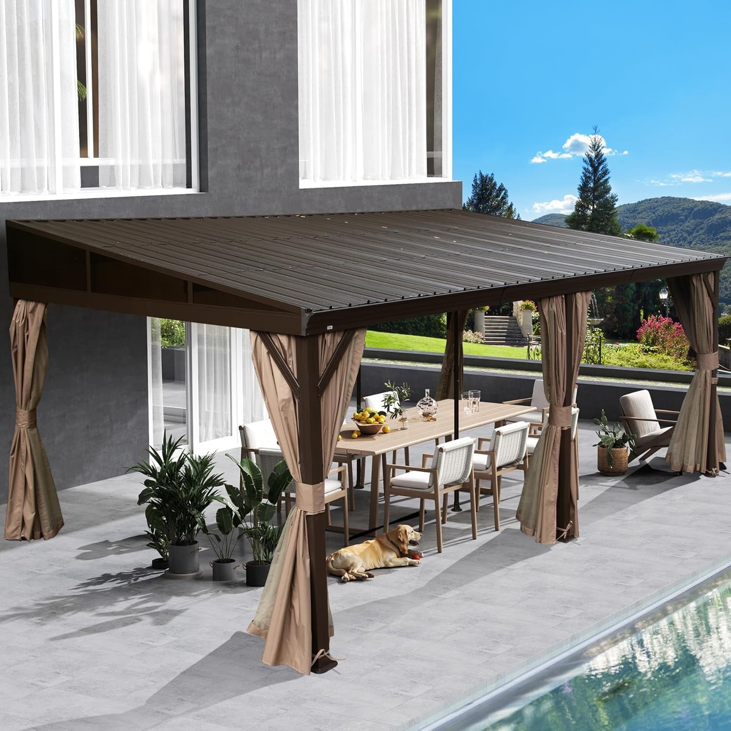 Patio Lean To ASJMR 10x14FT Wall Mounted Gazebo,Lean To Gazebo Hardtop ...