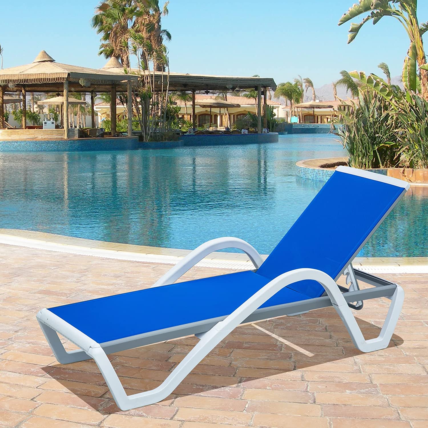 Caribbean Joe Five Position Beach Chair with Wood Armrests - Walmart.com