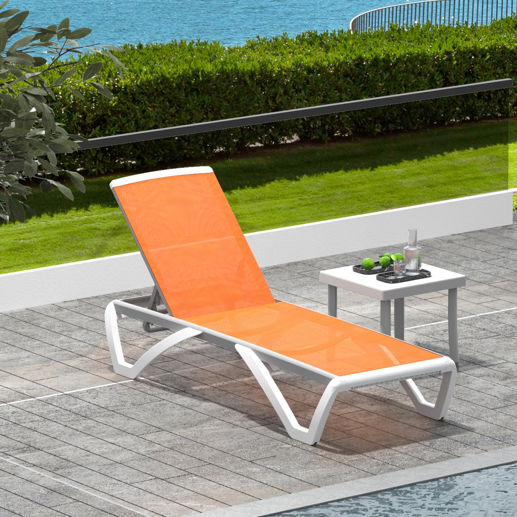 Domi Outdoor Living Chaise Lounge Chair Aluminum Adjustable Pool Lounge ...