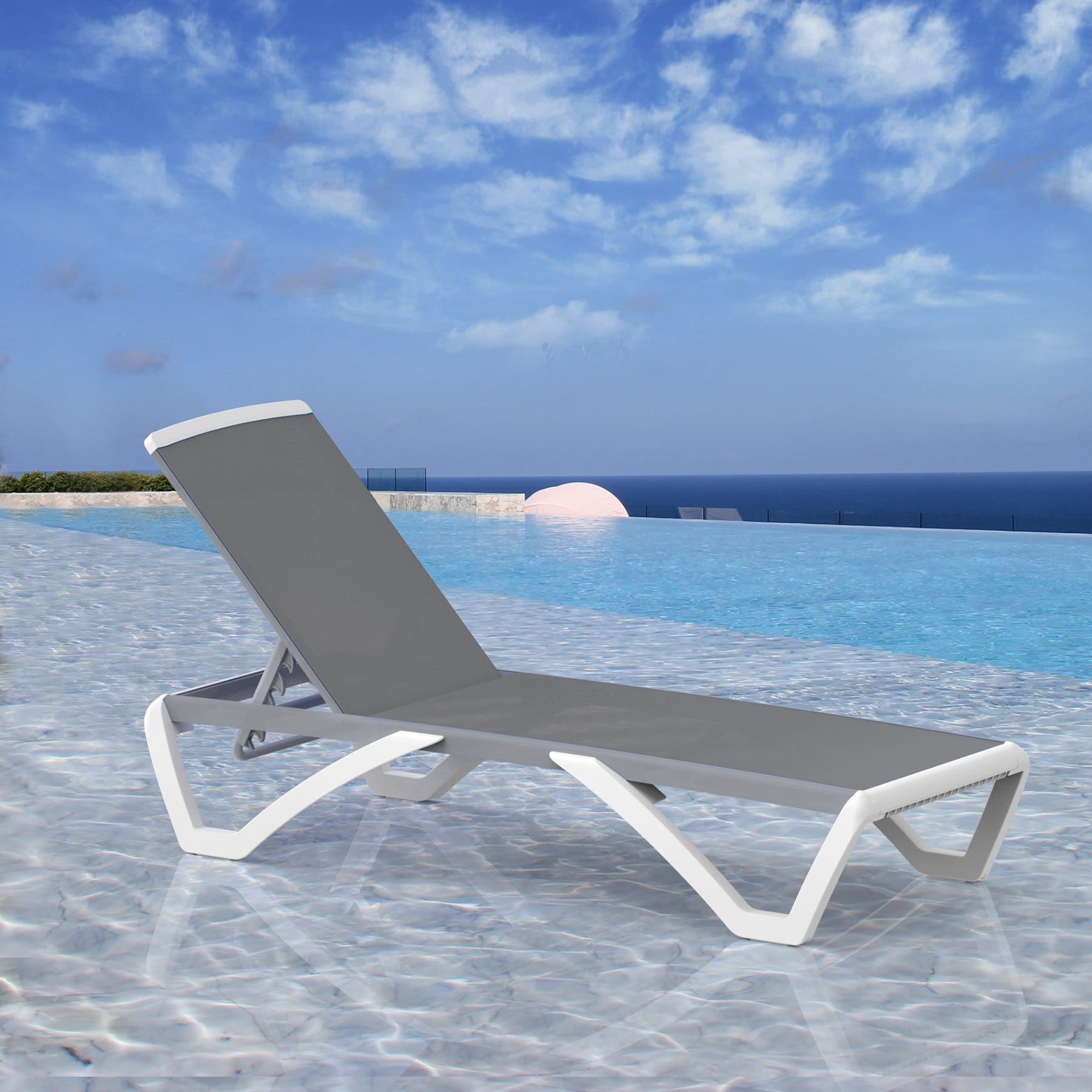 Domi Outdoor Living Chaise Lounge Chair Aluminum Adjustable Pool Lounge ...