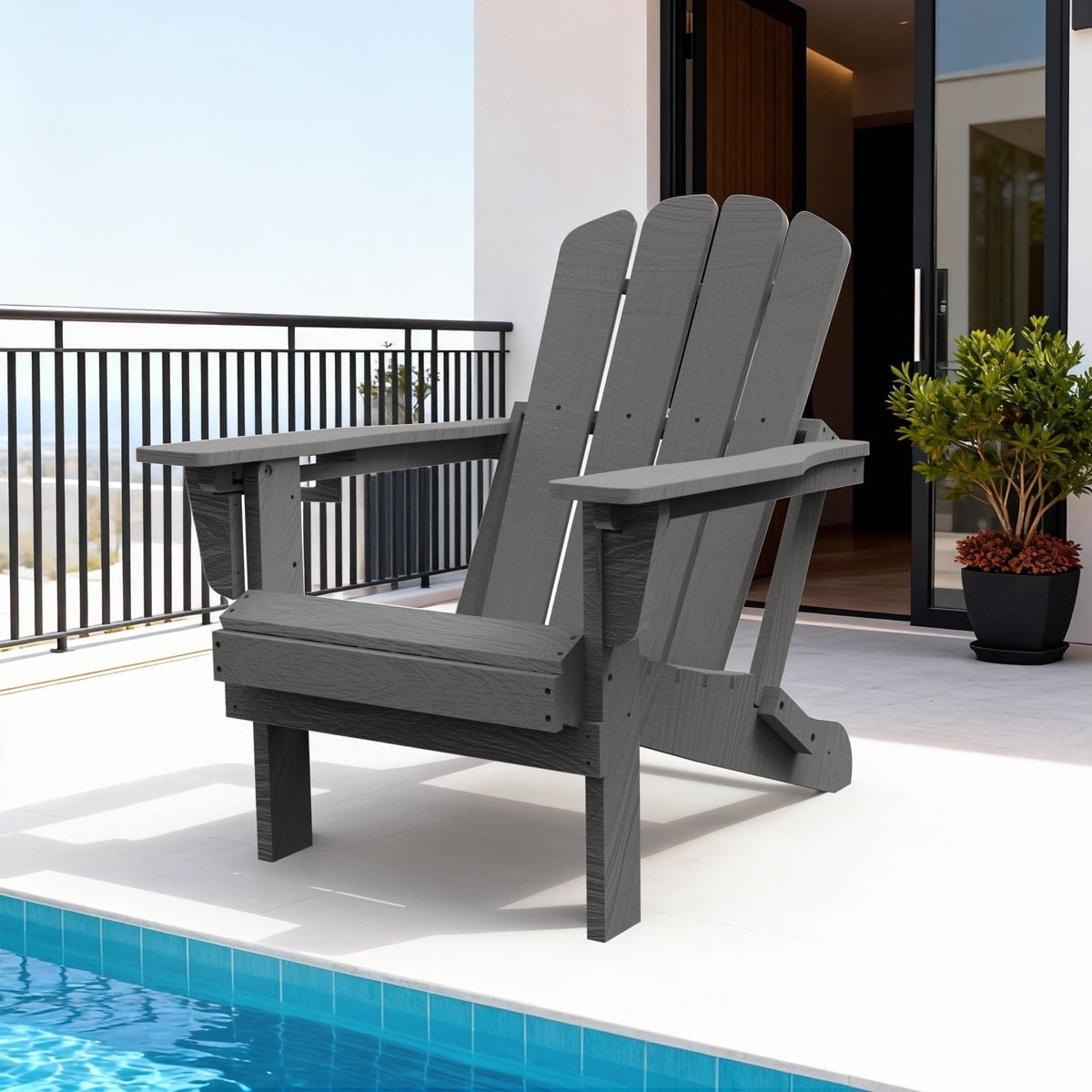 Domi Outdoor Living Folding Adirondack Chair, All-Weather HDPE Patio ...