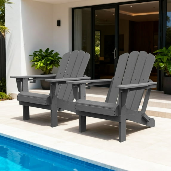 Domi Outdoor Living Folding Adirondack Chair Set (2 Chairs+ 1 Table ...