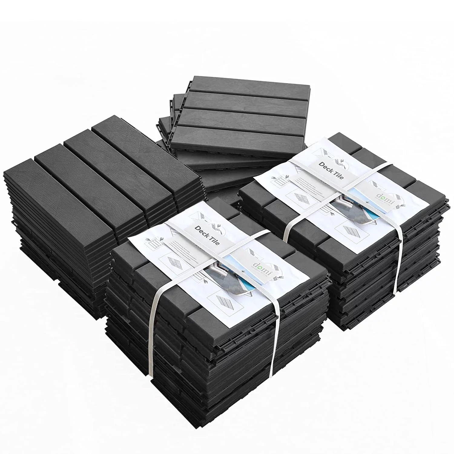 Domi Deck Tiles, 12x12 in Composite Interlocking, 44 Pack, Dark Grey - Walmart.com