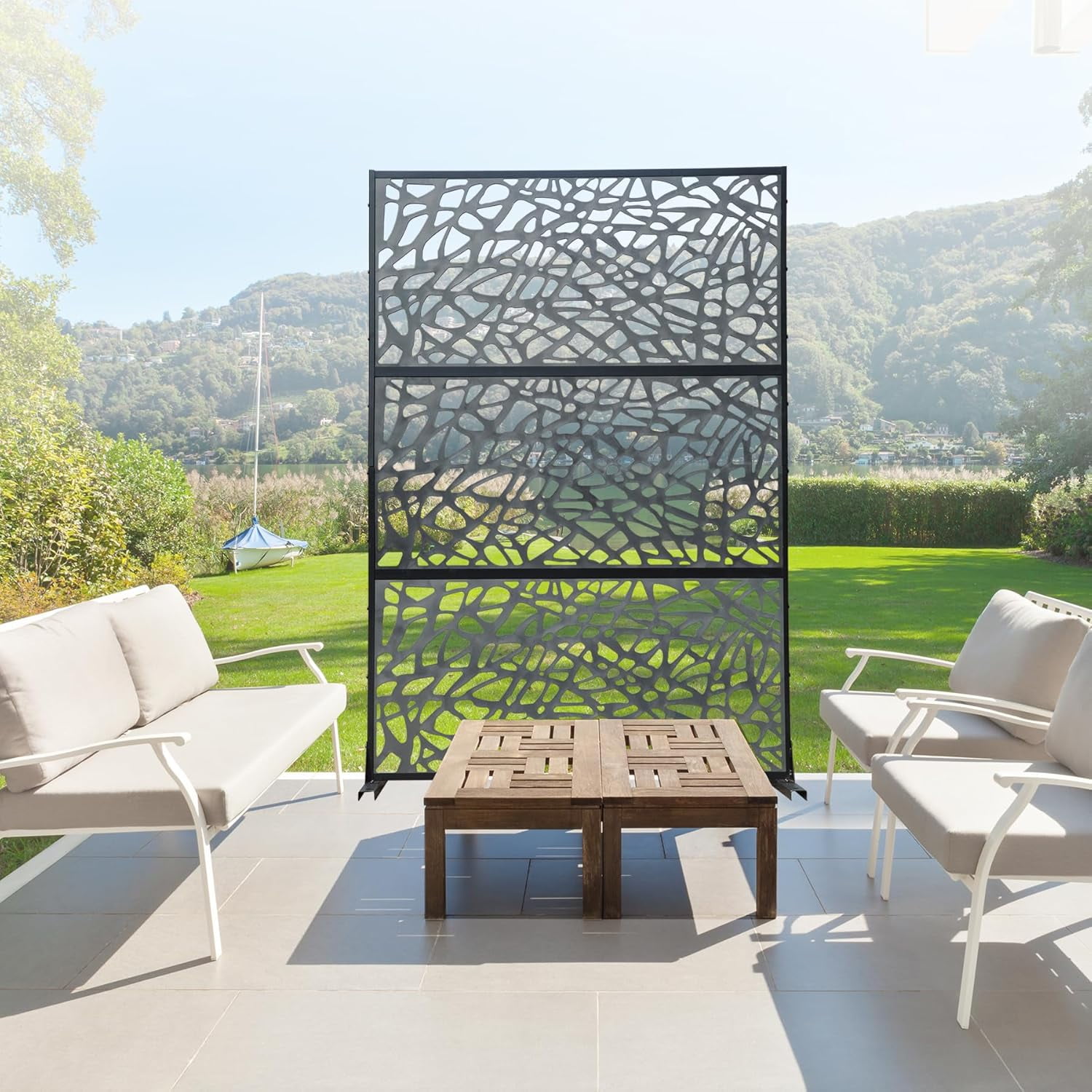 Domi Outdoor Living Privacy Screen, Freestanding, Modern, Black ...