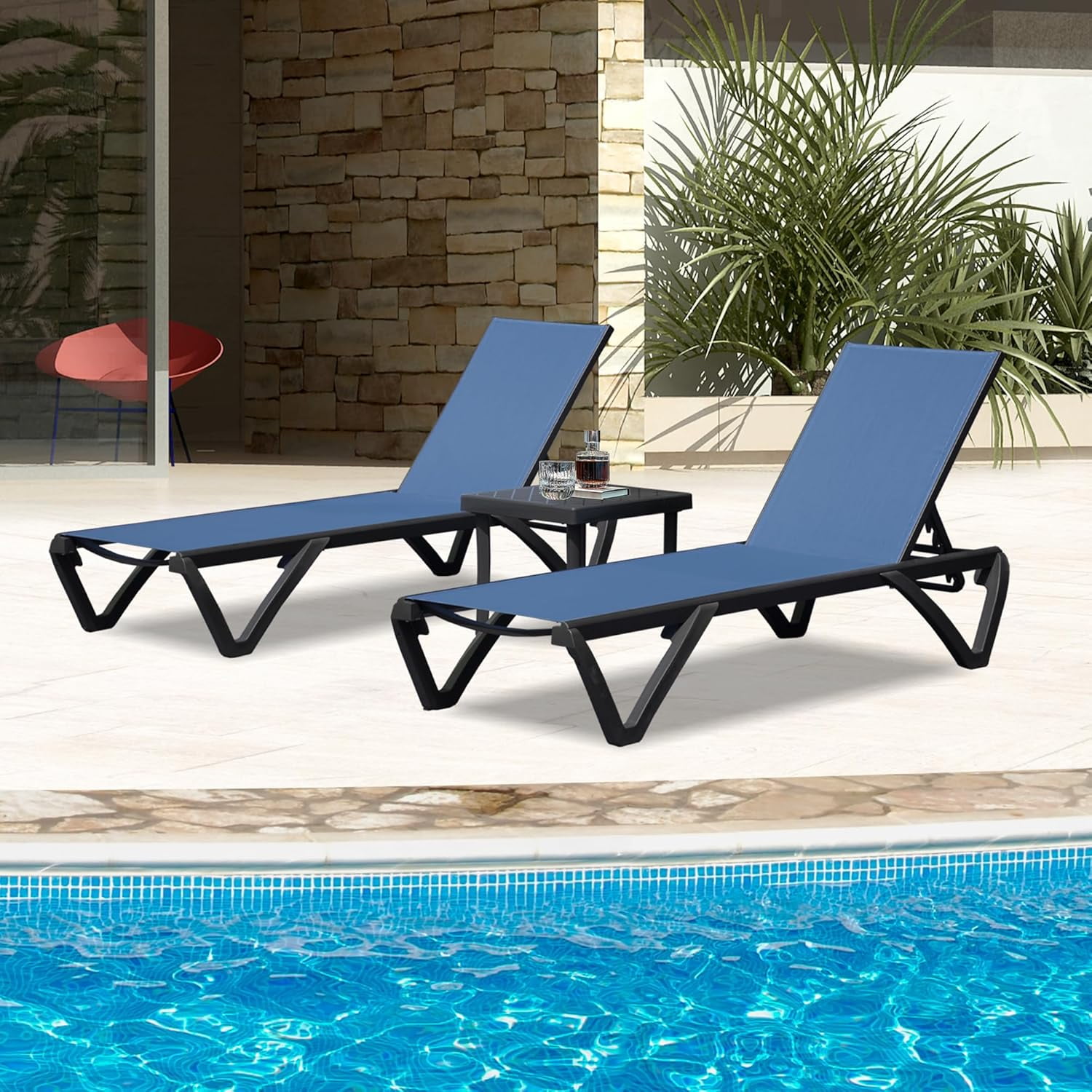 Domi Outdoor Lounge Chair, Aluminum Plastic Patio Chaise Lounge with ...