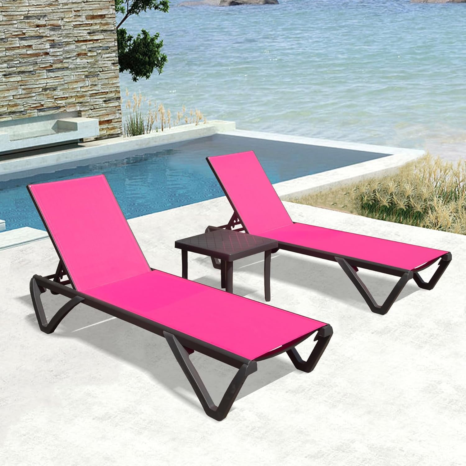 Domi Outdoor Lounge Chair, Aluminum Plastic Patio Chaise Lounge with ...