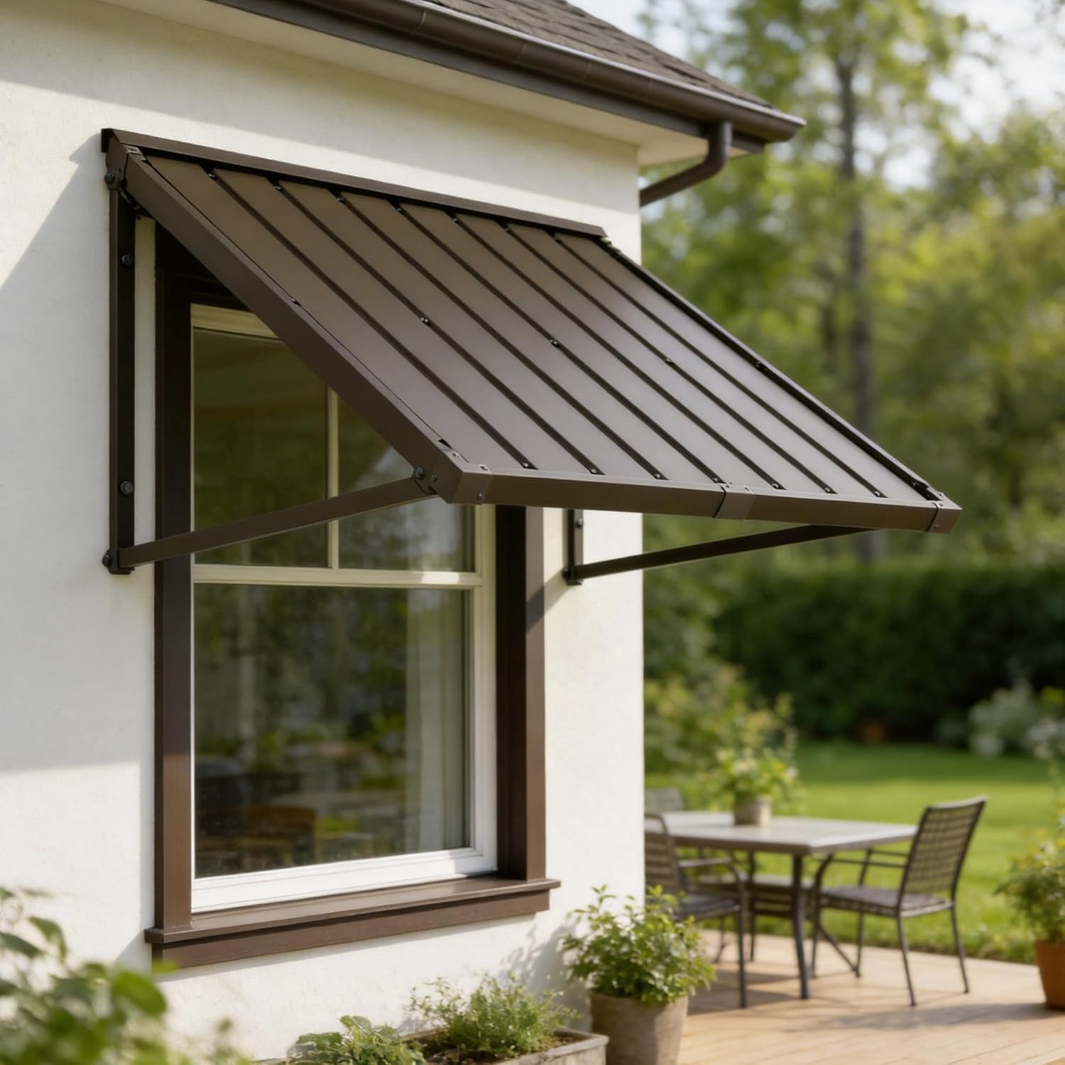 Domi Outdoor Metal Awning 40" x 24", Front Door and Window Canopy with ...