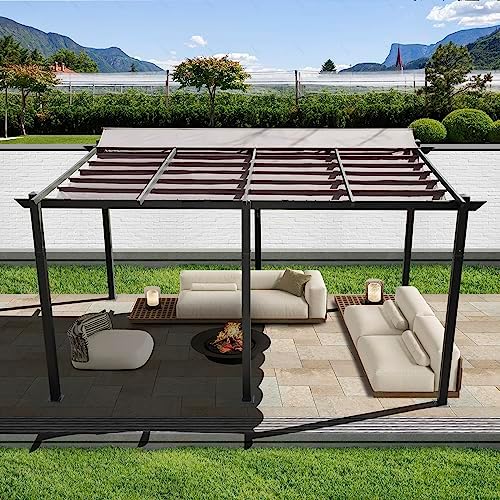 Domi Outdoor Retractable Pergola 11' x 16',Heavy-Duty Aluminum Shelter ...