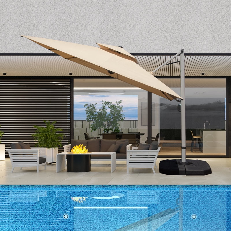 Domi Outdoor Square 8.69FT x 8.69FT Cantilever Umbrella with Center ...