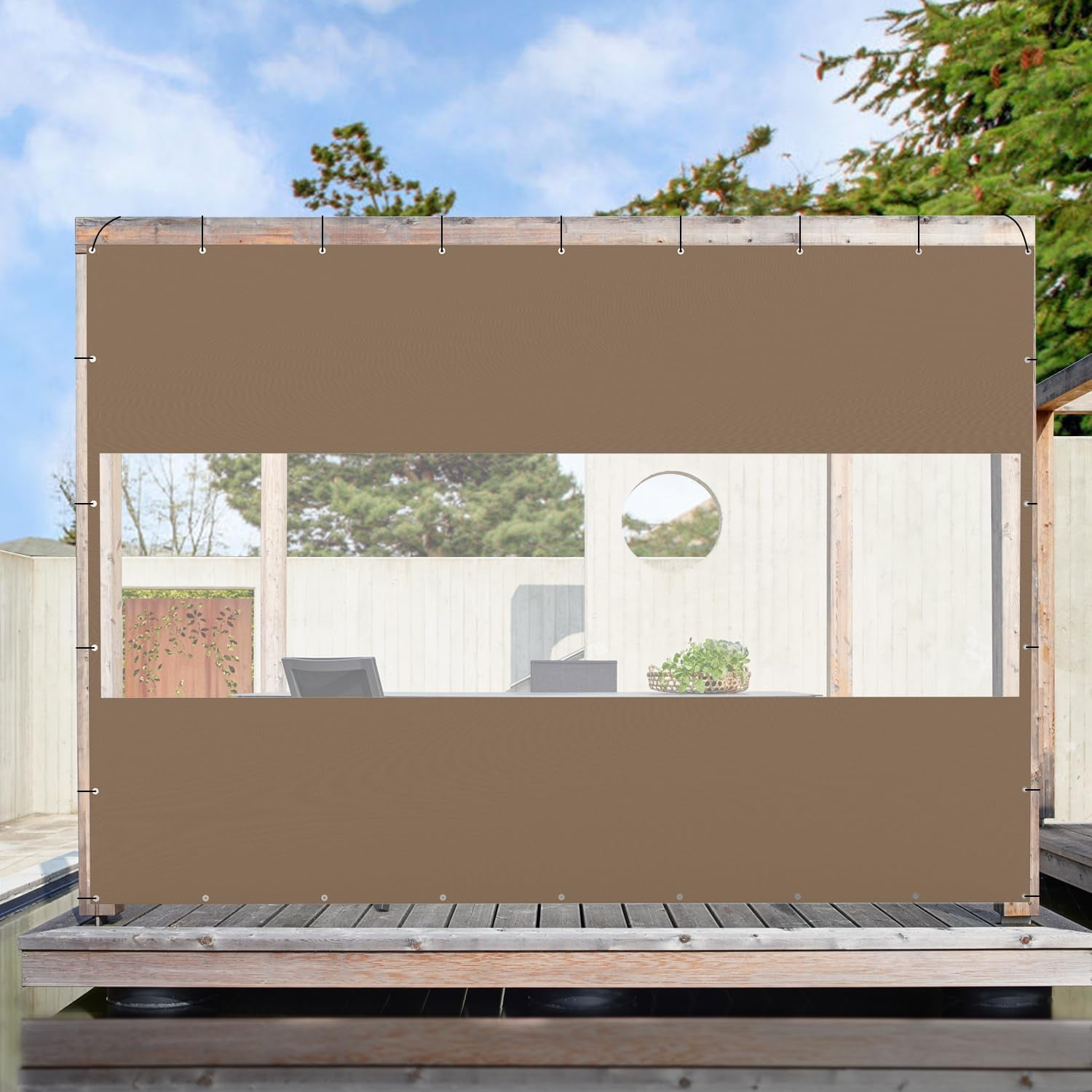 Domi Outdoor Living Heavy Duty Clear Panel Curtain, 18 oz Waterproof ...