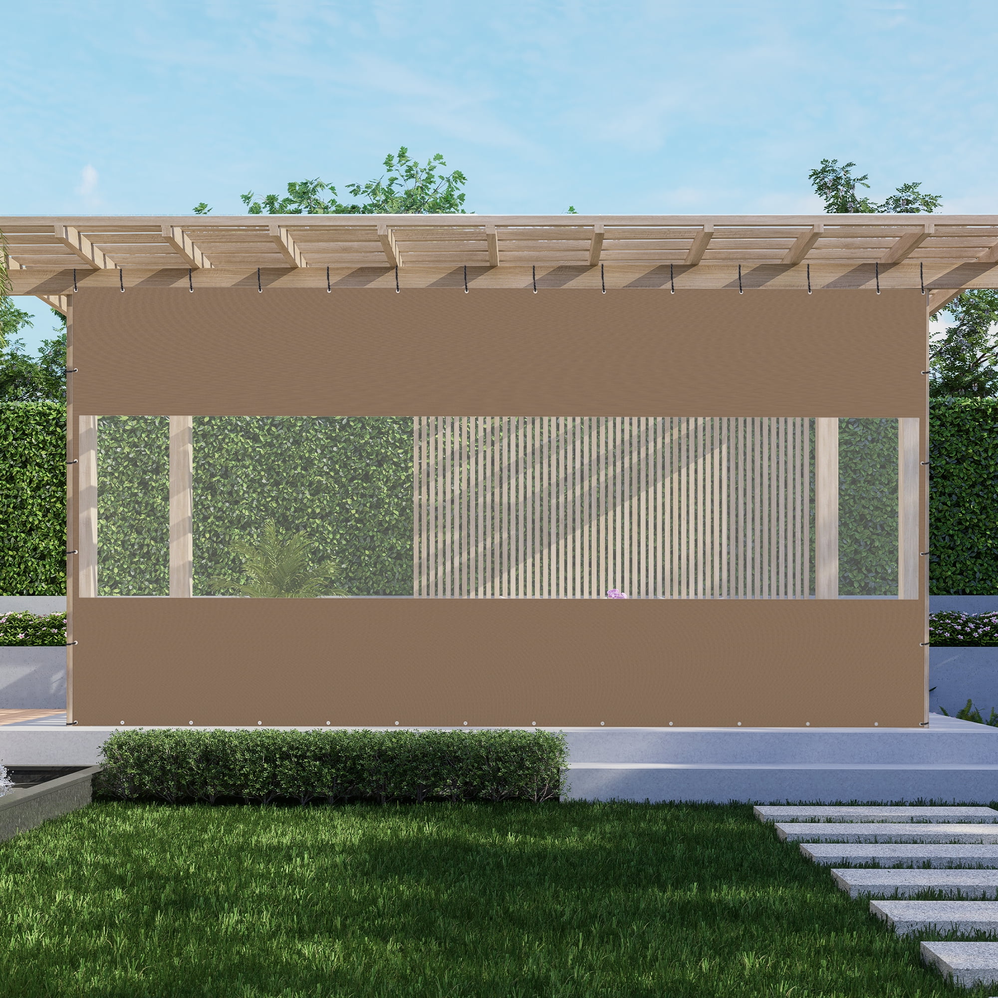 Domi Outdoor Living Heavy Duty Clear Panel Curtain, 18 oz Waterproof ...