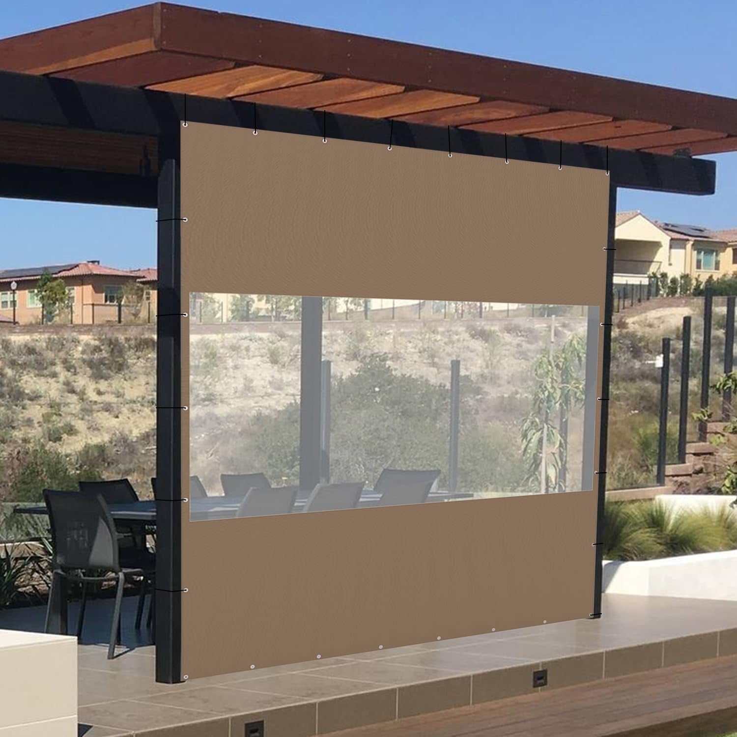 Domi Outdoor Living Heavy Duty Clear Panel Curtain, 18 oz Waterproof ...