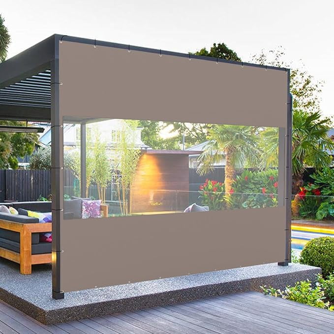 Domi Outdoor Living Heavy Duty Clear Panel Curtain, 18 oz Waterproof ...