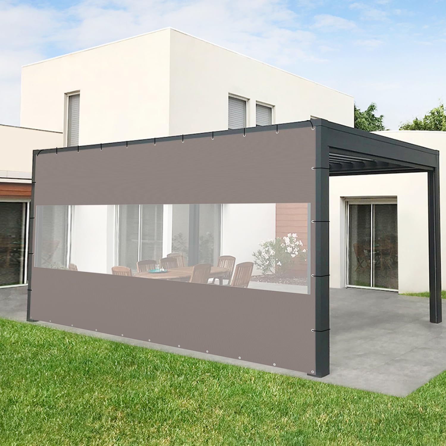 Domi Outdoor Living Duty Clear Panel Curtain, 18 oz Waterproof PVC ...