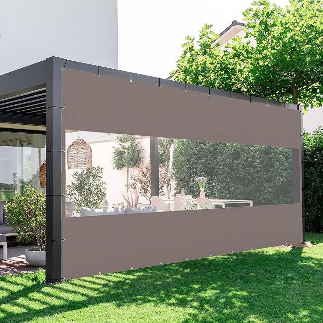 Domi Outdoor Living Heavy Duty Clear Panel Curtain, 18 oz Waterproof ...