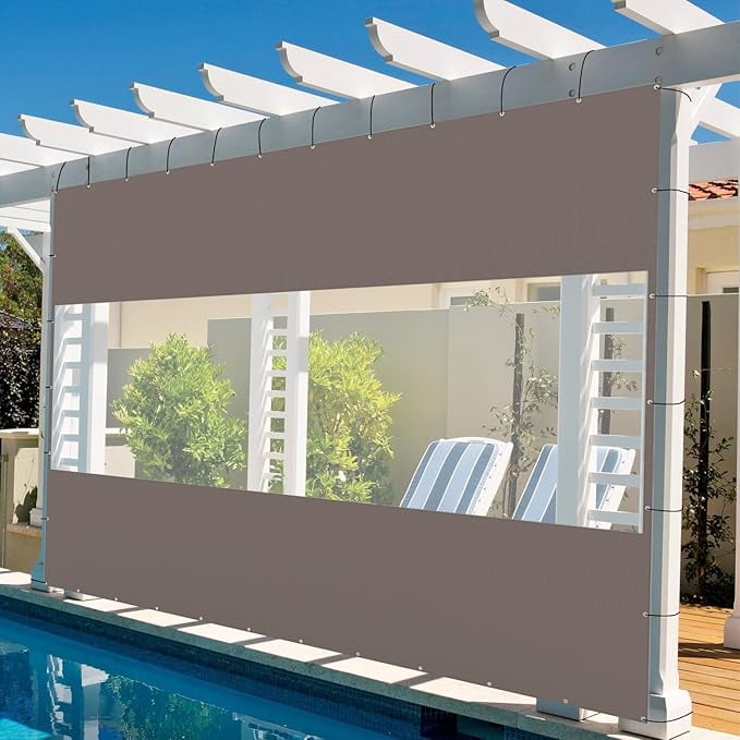 Domi Outdoor Living Heavy Duty Clear Panel Curtain, 18 oz Waterproof ...