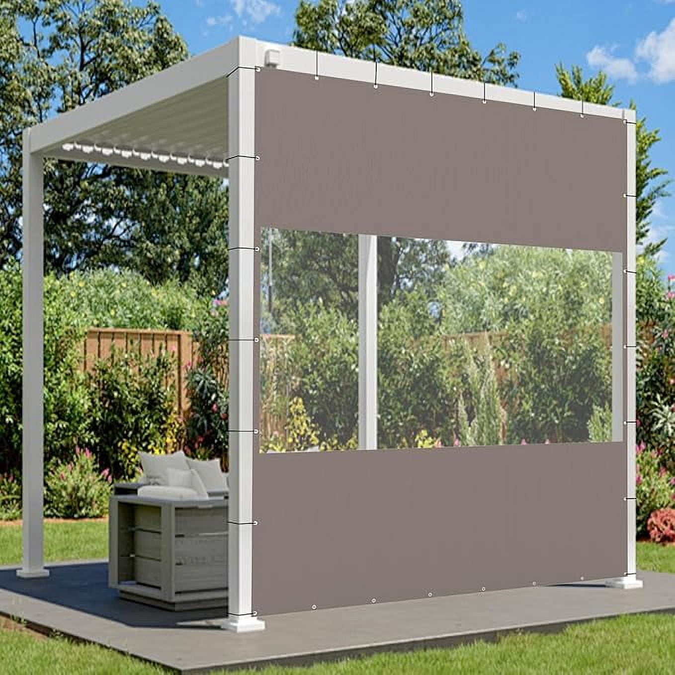 Domi Outdoor Living Heavy Duty Clear Panel Curtain, 18 oz Waterproof ...