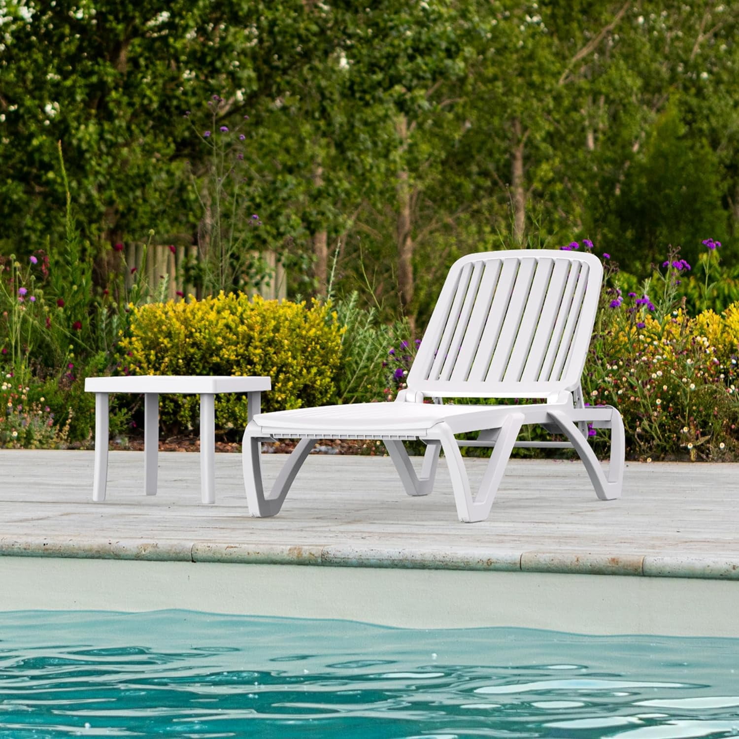 Domi Pool Lounge Chair, Aluminum Adjustable Lounge Chair for Outside ...