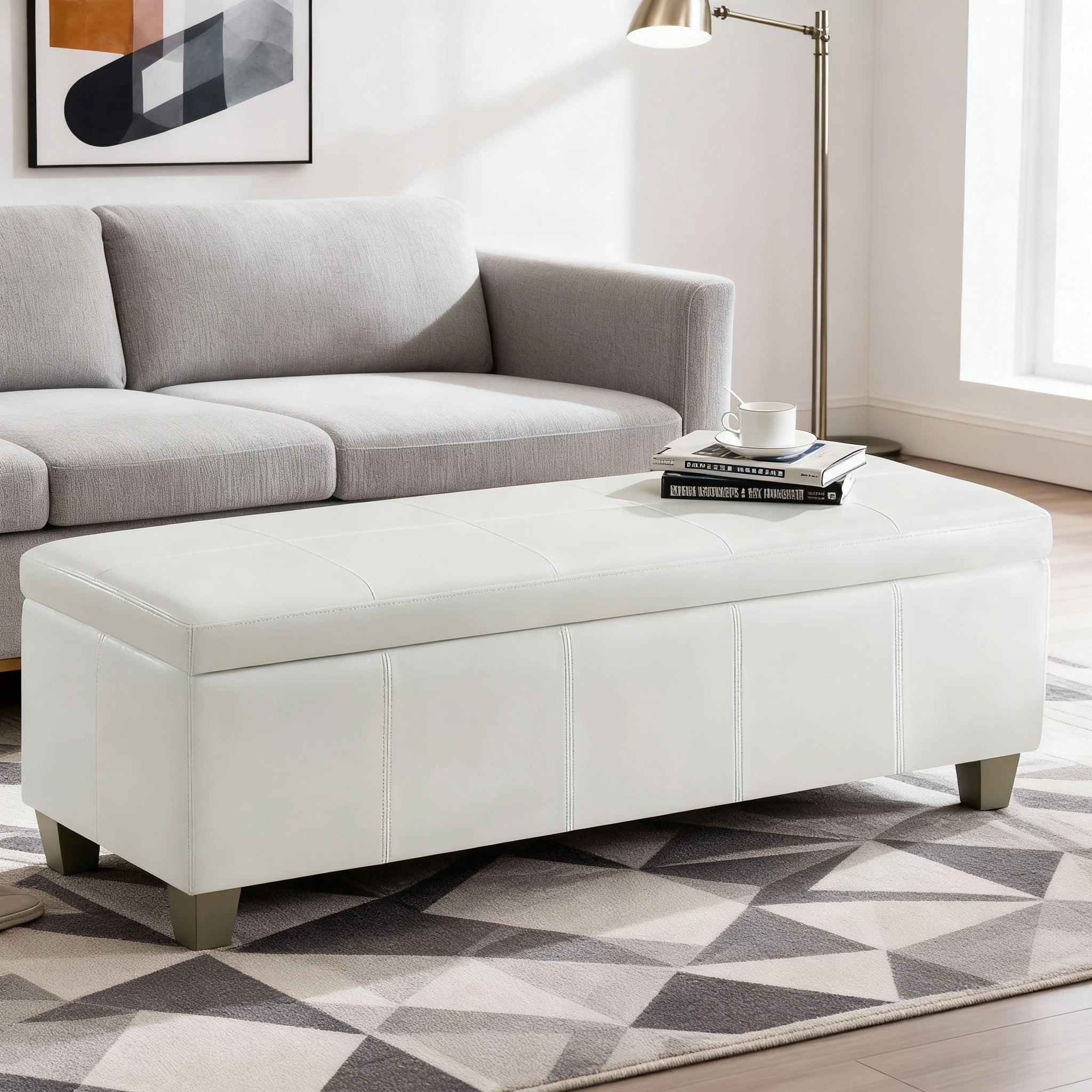 Domicare 41 inch Rectangle Ottoman with Storage for Living Room ...