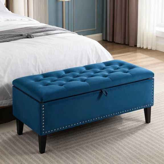 Storage Ottoman Set of 2, Modern Round Ottoman with Storage ...