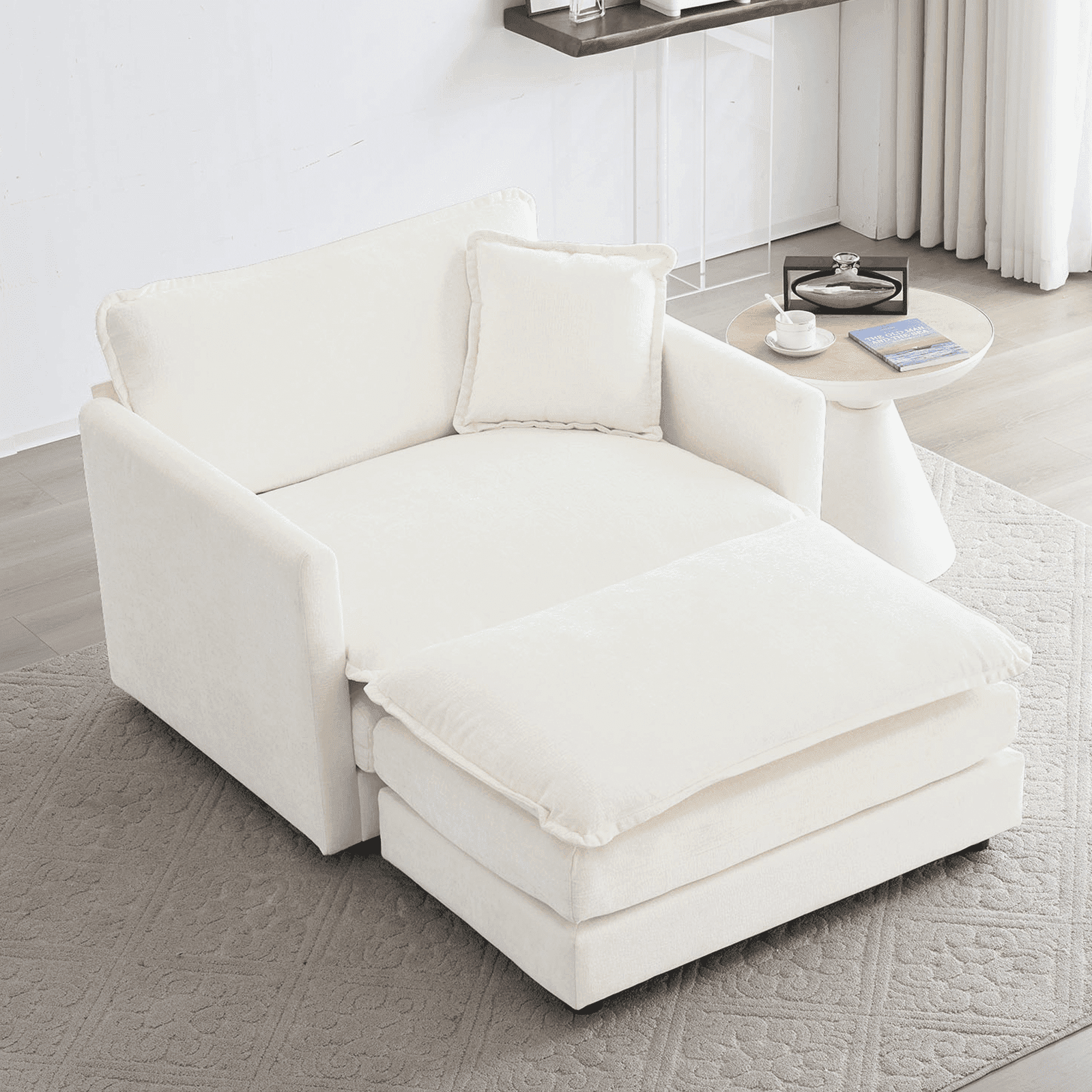 Domiluxe Chenille Accent Chair with Ottoman,Comfy Deep Single Seat Sofa ...