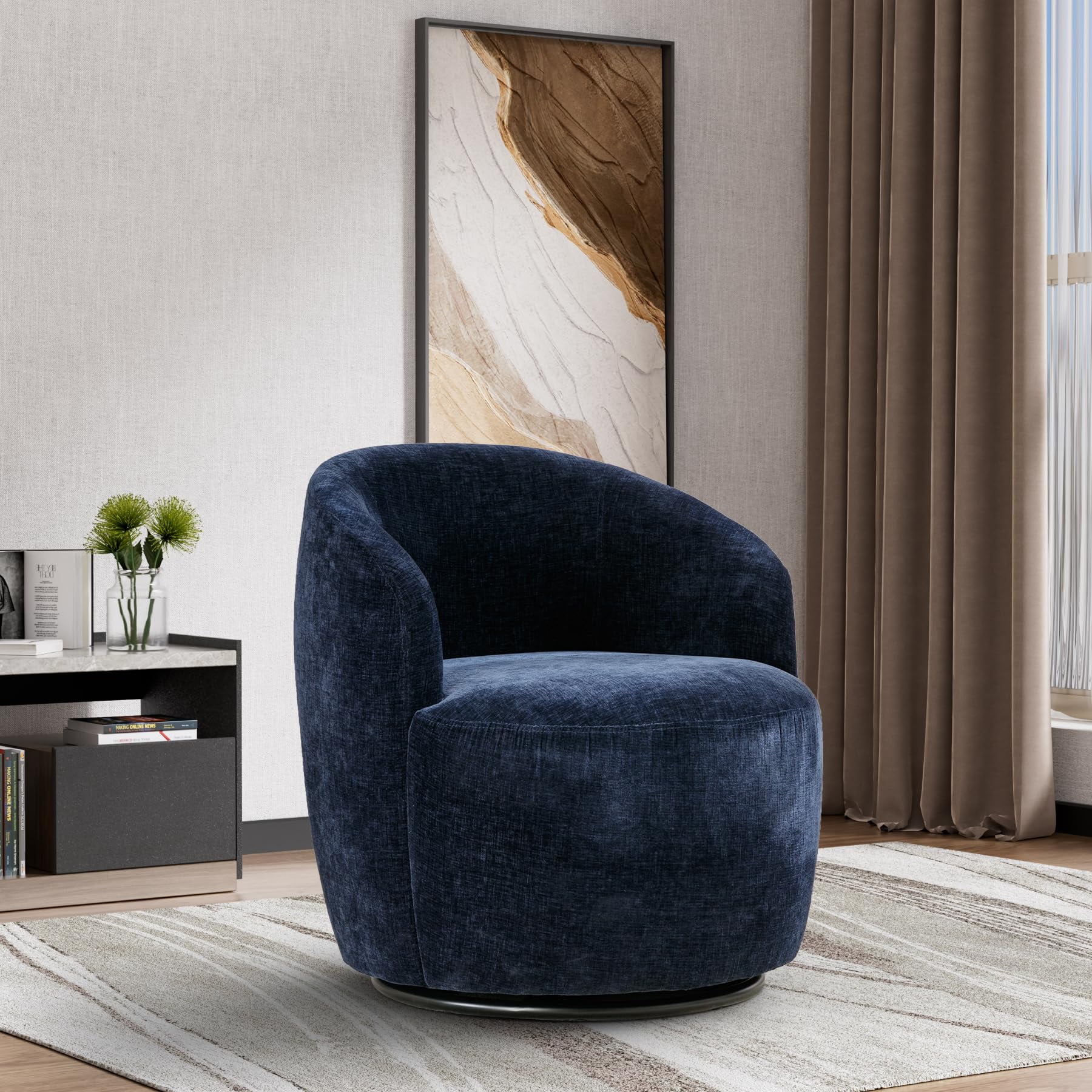 Domiluxe Chenille Swivel Barrel Chair，Small Swivel Accent Chair,Comfy ...