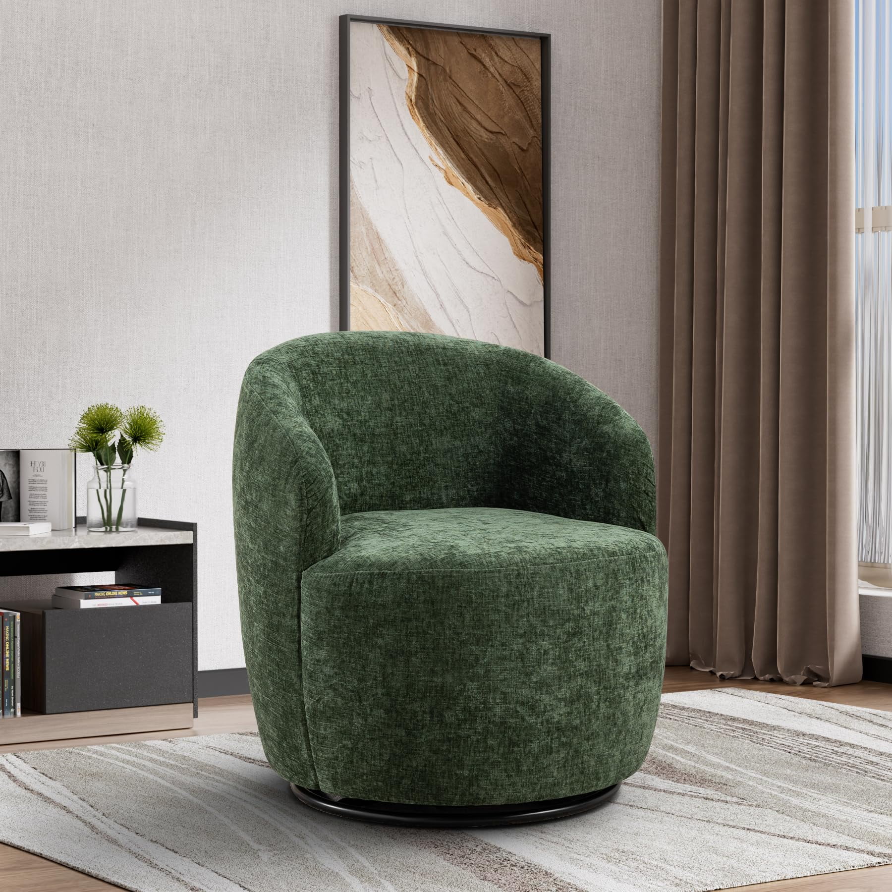 Domiluxe Chenille Swivel Barrel Chair，Small Swivel Accent Chair,Comfy ...