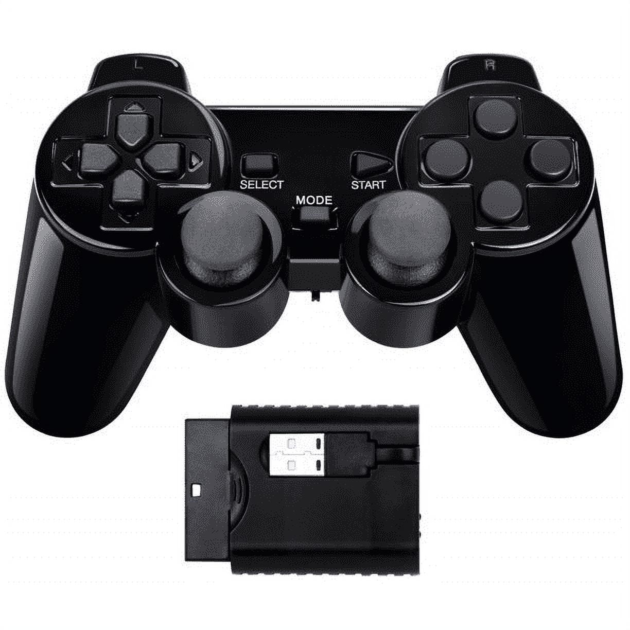 PS2 Wireless Controller, 2.4GHz Dual Shock, Black, Ergonomic, Vibration ...