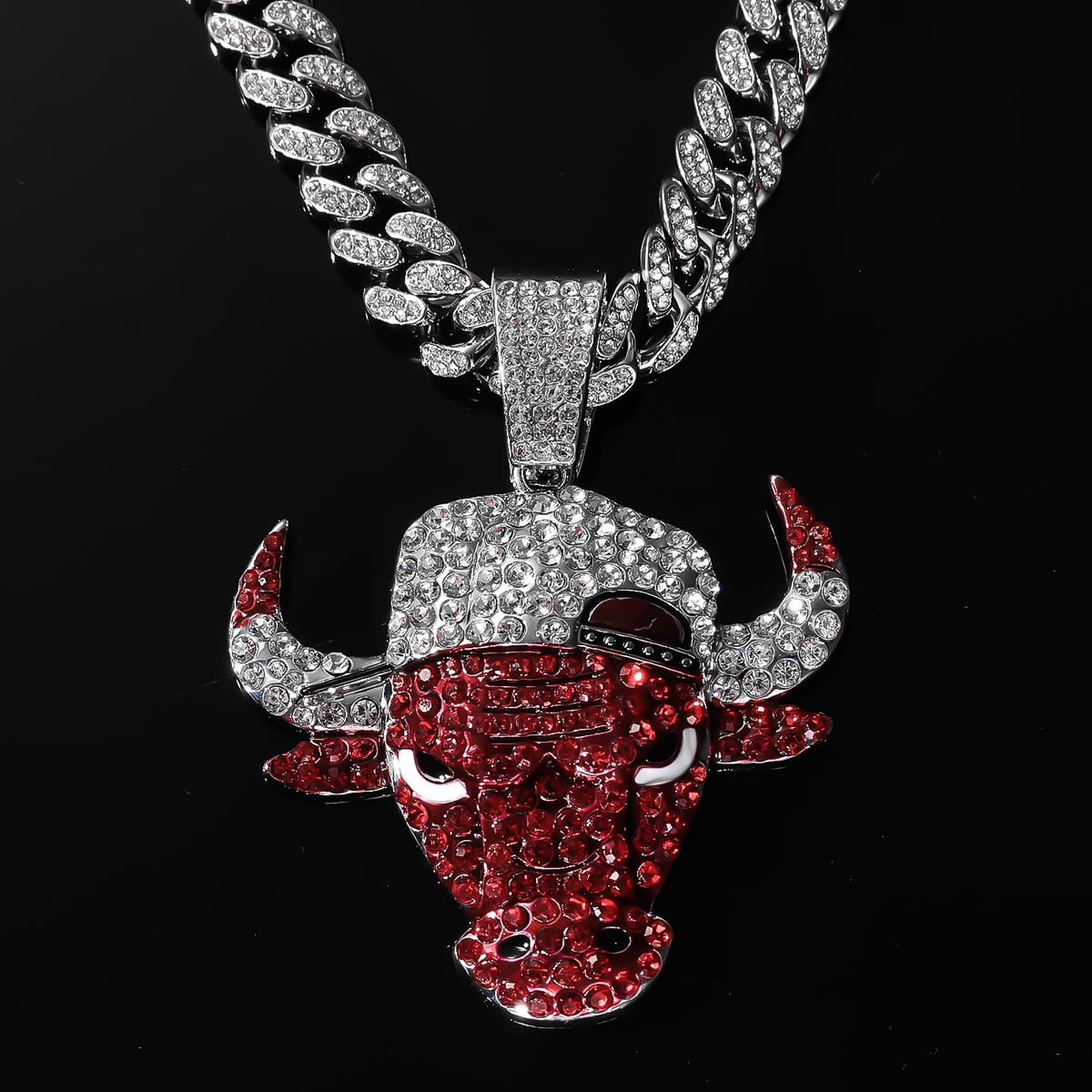 Domineering full diamond red bull head pendant accessories punk style ...