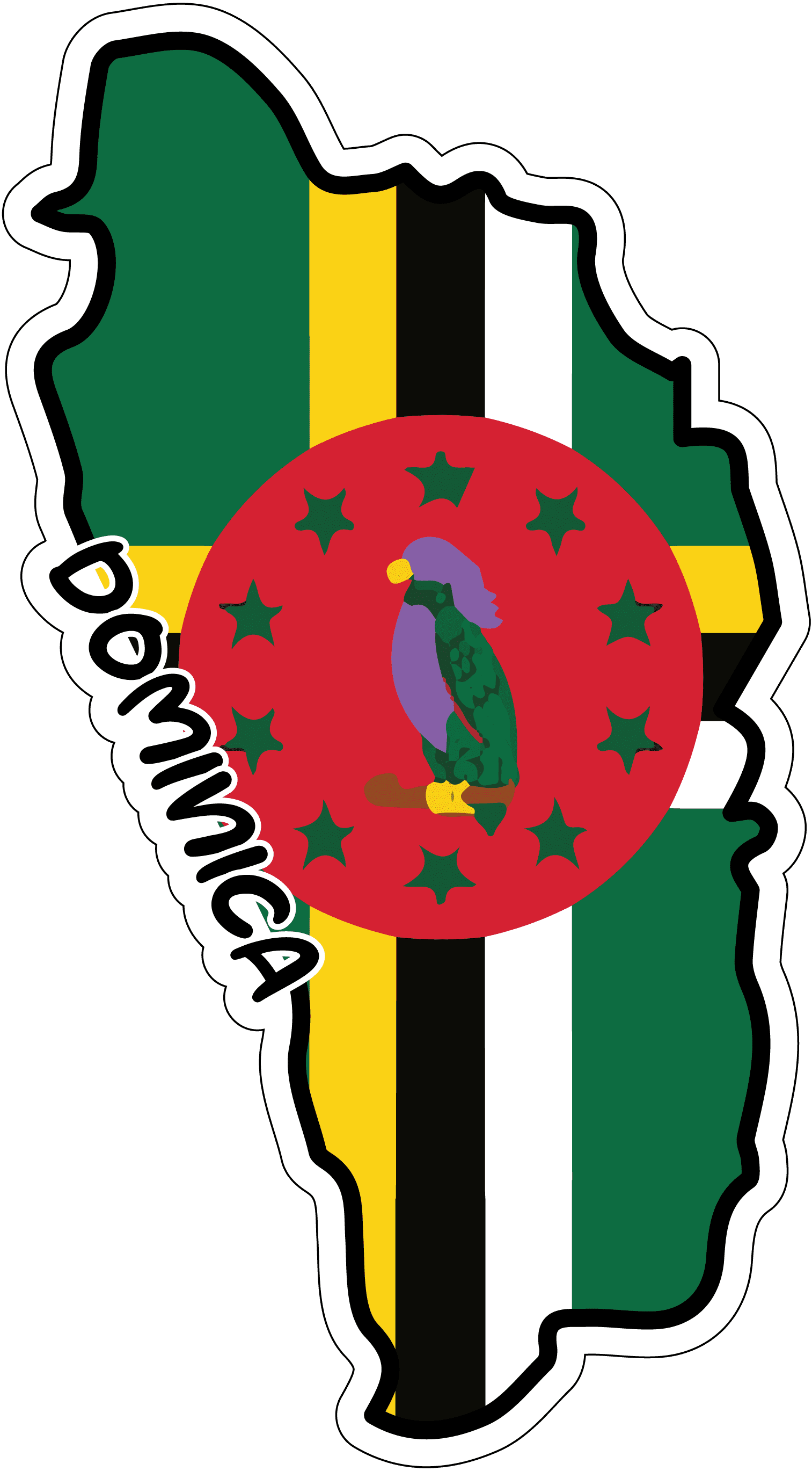 Dominica Map Flag Sticker Decal / Commonwealth of Dominica / Apres ...