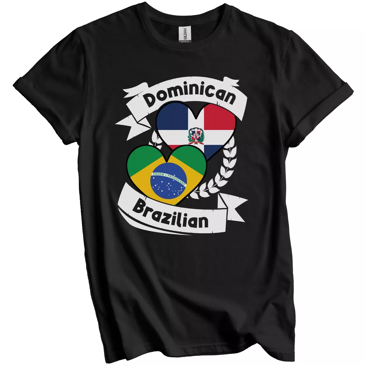 Dominican Brazilian Heart Flags Dominican Republic Brazil T-Shirt Gift ...