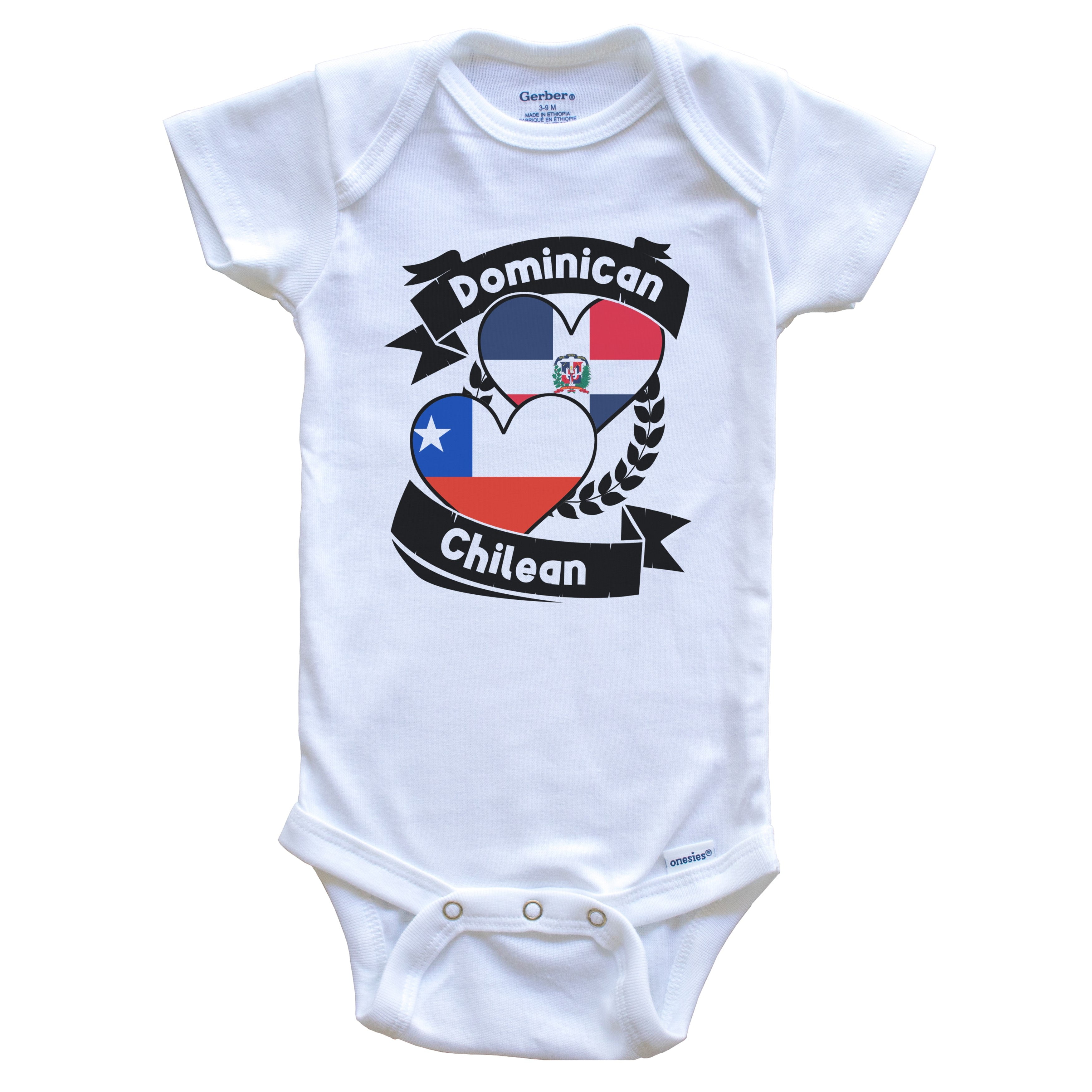 Dominican Chilean Heart Flags Dominican Republic Chile Baby Bodysuit, 6 ...