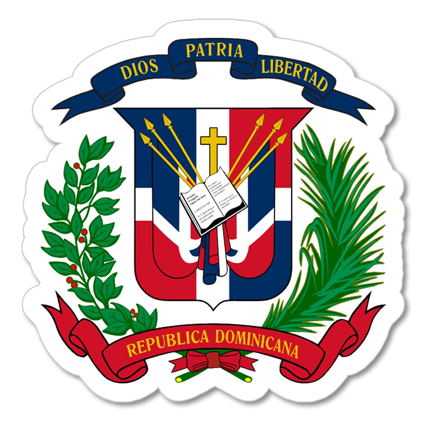 Dominican Coat of Arms Dominican Republic Flag DOM DO Vinyl Sticker ...