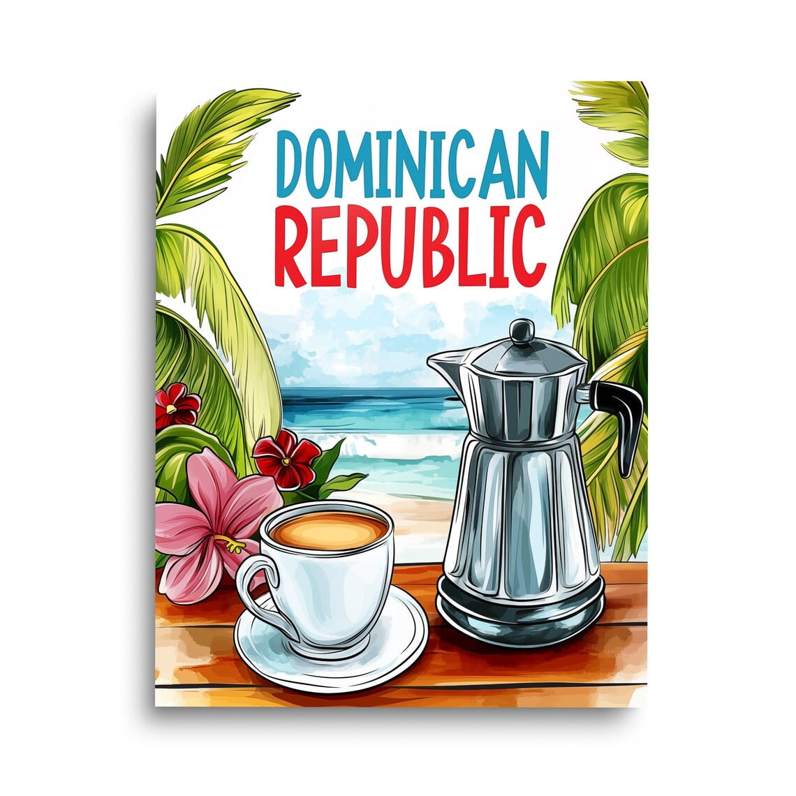 Dominican Coffee Print, Tropical Cafe Wall Art, Caribbean Kitchen ...