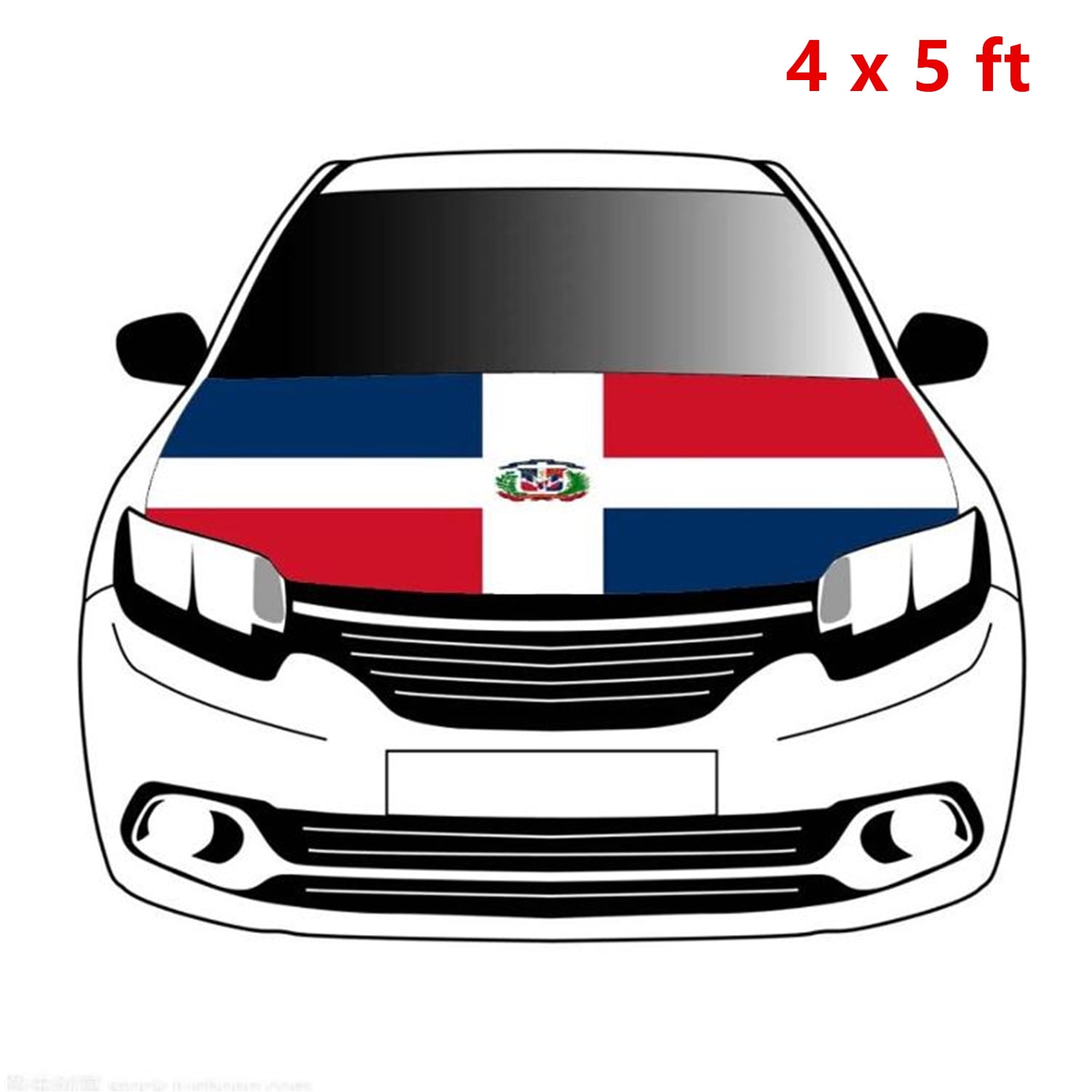 Dominican Republic Car Hood Cover, Flag 4x5ft Car Bonnet Banner ...