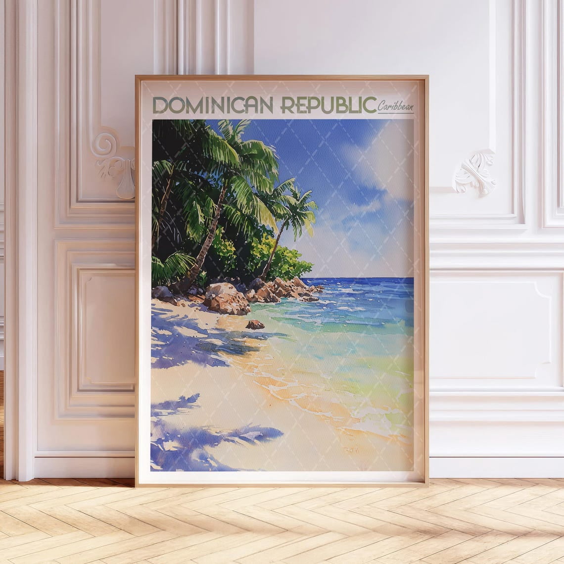 Dominican Republic Caribbean Pastel Travel Poster, Unframed Size 16x24 ...