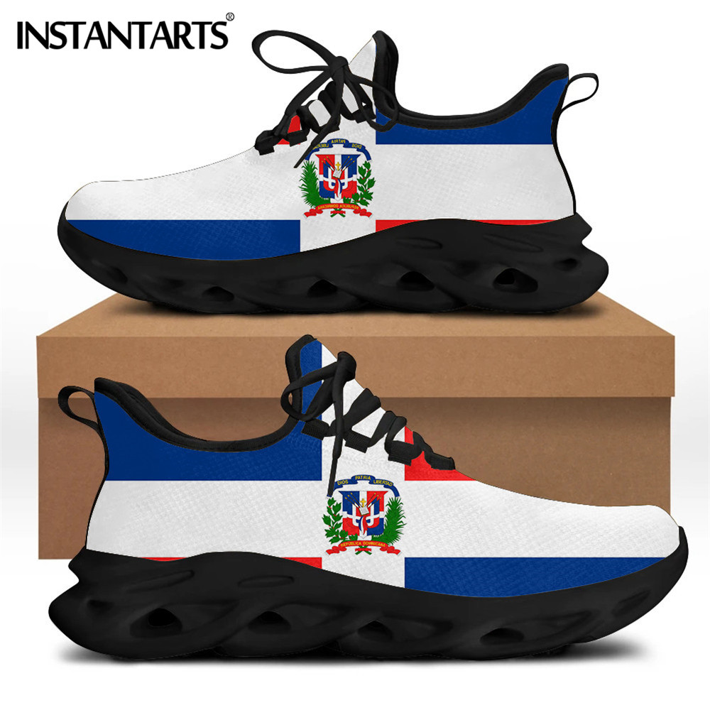 Dominican Republic Flag Brand Design Women Lace Up Flat Sneakers Female ...
