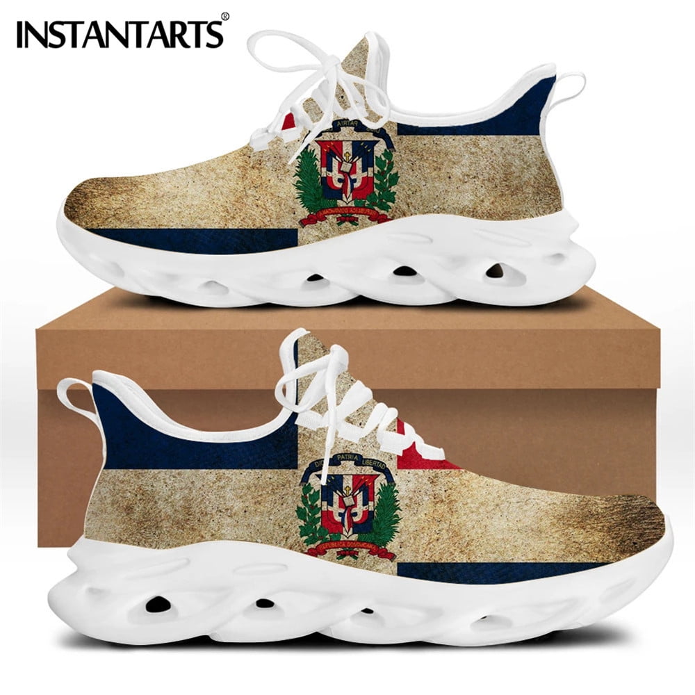 Dominican Republic Flag Brand Design Women Lace Up Flat Sneakers Female ...