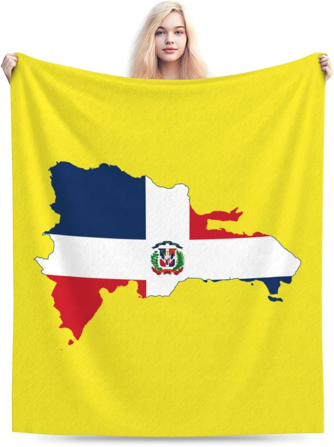 Dominican Republic Map Flag Soft Flannel Blanket Luxury Fleece Bed ...