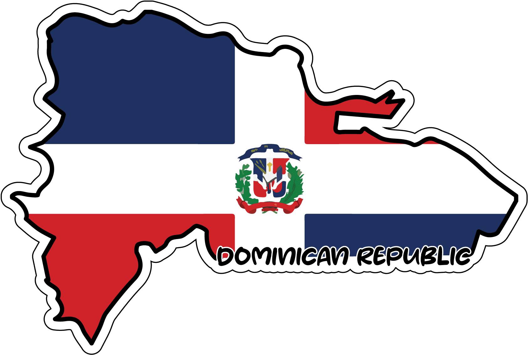 Dominican Sticker Map Highlighted Dominican Republic Map Flag Stock ...
