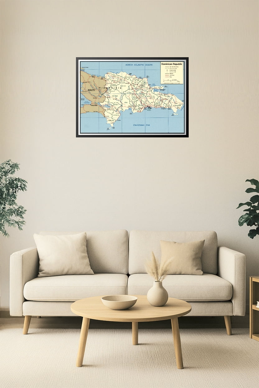 Dominican Republic Map Poster – Provinces, Roads & Borders of ...