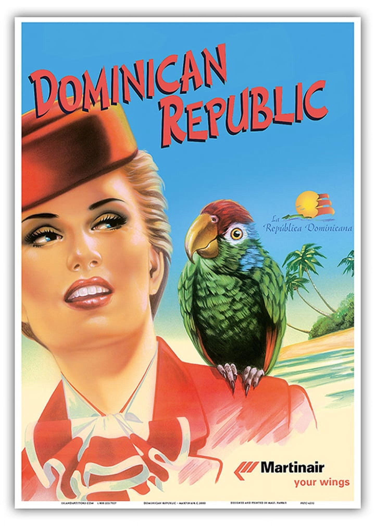 Dominican Republic - Martinair - Vintage Airline Travel Poster c.2000 ...